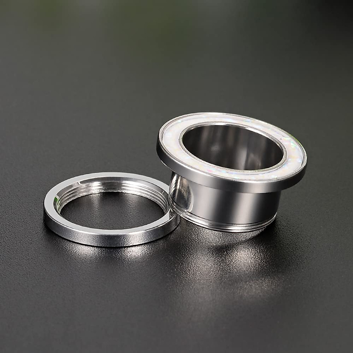 COOEAR 1 Pair Gauges Earrings Circle Fake Opal Tunnels Ear Plugs Flesh Stretchers Expander 0g to 1 Inch.