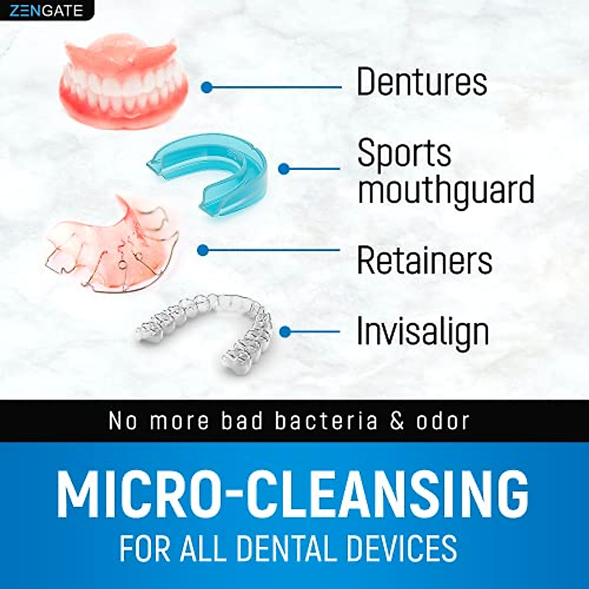 Retainer Cleaner - Denture Cleaning Tablets - Formulated in USA - Clean Mouth Guard, Aligner, Night Guard in 3 Minutes - 120 Tabs Big Pack - 4 Month Supply - Dental Cleanser for Teeth Appliances