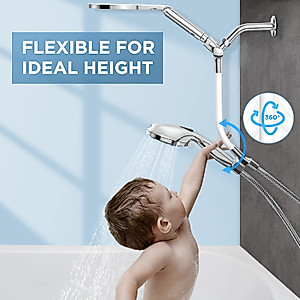 MakeFit 21-mode Dual Handheld Shower Head Combo, Upgraded 2-in-1 Rain Shower Heads System 8 Inch Rainfall Shower Head and 10 Modes High Pressure Hand Held Showerhead with Built-in Power Wash