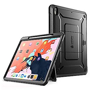SUPCASE UB Pro Series Case for iPad Pro 11 2018 Release, Support Pencil Charging with Built-in Screen Protector Full-Body Rugged Kickstand Protective Case (Black)