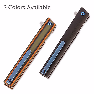 TENCHILON G37 Small Pocket Scalpel Knife, 10pcs #60 Replaceable Blades, Slender Compact Slim Gentleman's Flipper Folding Scalpel EDC Utility Knives with Blue Titanium Belt Clip