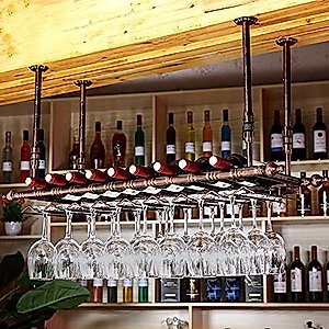 Living Room Wine Rack, Hanging Wine Cabinet, Shelf Decoration Wine Holder, Kitchen Wine Glass Storage Shelf, Height-Adjustable Wine Hanger Organizer Rack (Color : B, Size : 100 * 3