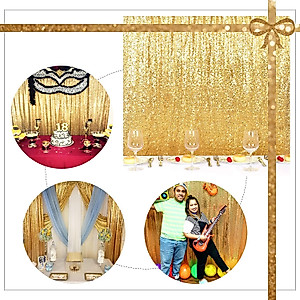 Juya Delight Gold Sequin Backdrop Curtain, Glitter Backdrop Curtain for Parties, Christmas, Wedding, Party Decoration (6ftx8ft,Gold)