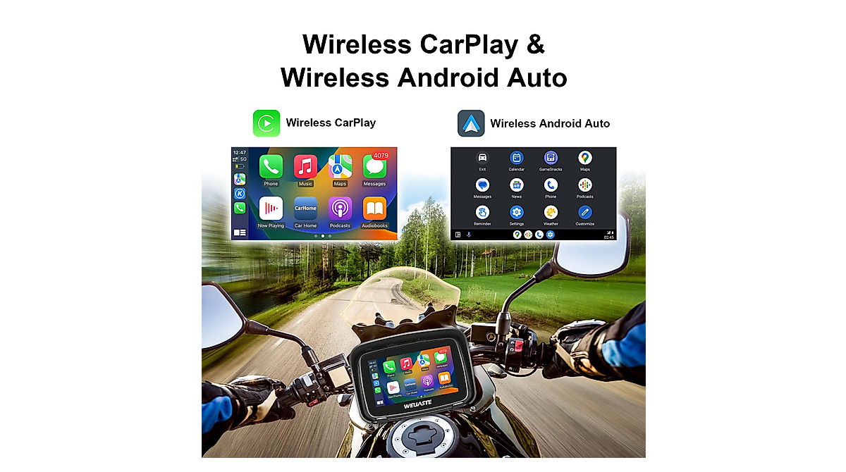 Wireless Apple CarPlay Screen for Motorcycles | WEUASTE