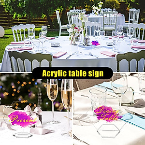Senbota 6" Large Acrylic Table Numbers Clear Hexagon Acrylic Signs 10 Set With Stand Table Numbers Blank for Wedding Shower DIY Wedding Reception Decor Signs