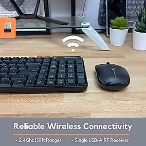 Wireless Keyboard Mouse Combo, X9 Performance Small Full Size Wireless Mouse and Keyboard Combo - 20% Smaller Cordless Keyboard and Mouse Set to Save Space for Windows, Laptop, Computer, Desktop, PC