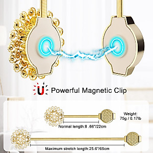 AULEEP Magnetic Curtain Tiebacks, 4 Pack Magnetic Crystal Decorative Drapes Curtain Clips Buckle, Flower Curtain Tie Back, European and American Style (Gold)