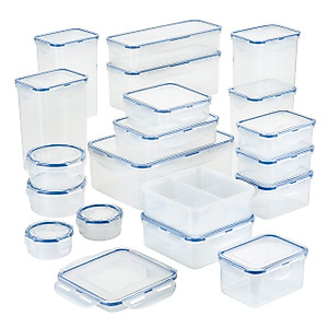 LocknLock Easy Essential Storage Set/Food Containers Airtight Bins/BPA-Free/Dishwasher Safe, 38 Piece, Clear