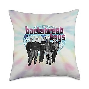 Backstreet Boys Official Backstreet Boys – Globe Vintage Tie Dye Throw Pillow, 18x18, Multicolor