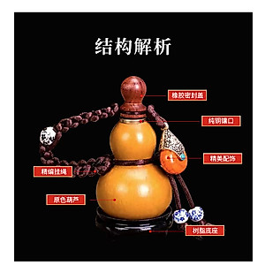 Feng Shui Good Luck Wu Lou,Mini Natural Gourd Ornament,Can Be Used As Bag Ornaments and Car Interiors,to Relieve Anxiety and Stress (Pine Stone Pendant)