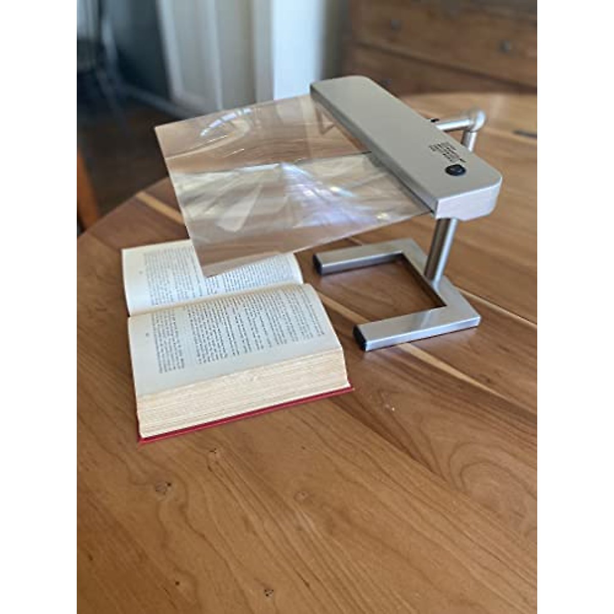 daylight24 Table Top Full Page Magnifier LED Desk Lamp, Silver - Ideal for Reading, Hobby and Crafting with LED Light Strip for Optimal Visibility, 10 inch (202055-05)