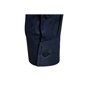 VANCOOG Men's Long Sleeve Plain Wedding Guest Button Down Wedding Tuxedo Dress Shirt-Black-2XL