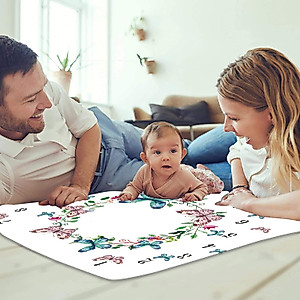 LUCKBTY Monthly Baby Milestone Blanket | Butterfly Photography Blanket with Floral Wreath & Frame Newborn Nursery Swaddle Toddler Blanket 48"x40" BTZDLU139