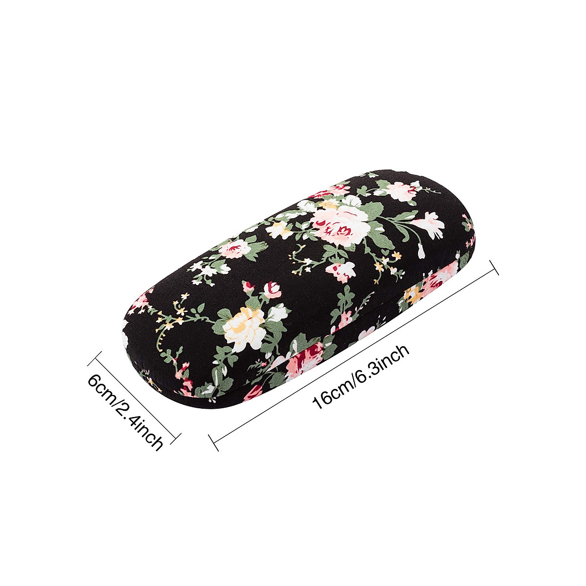 2 Pieces Hard Shell Eyeglass Case Flower Glasses Case for Women Floral Fabric Women Eyeglass Case Retro Hard Glass Case Portable Eyeglass Box for Women Girl Ladies Spectacles (Apricot, Black)
