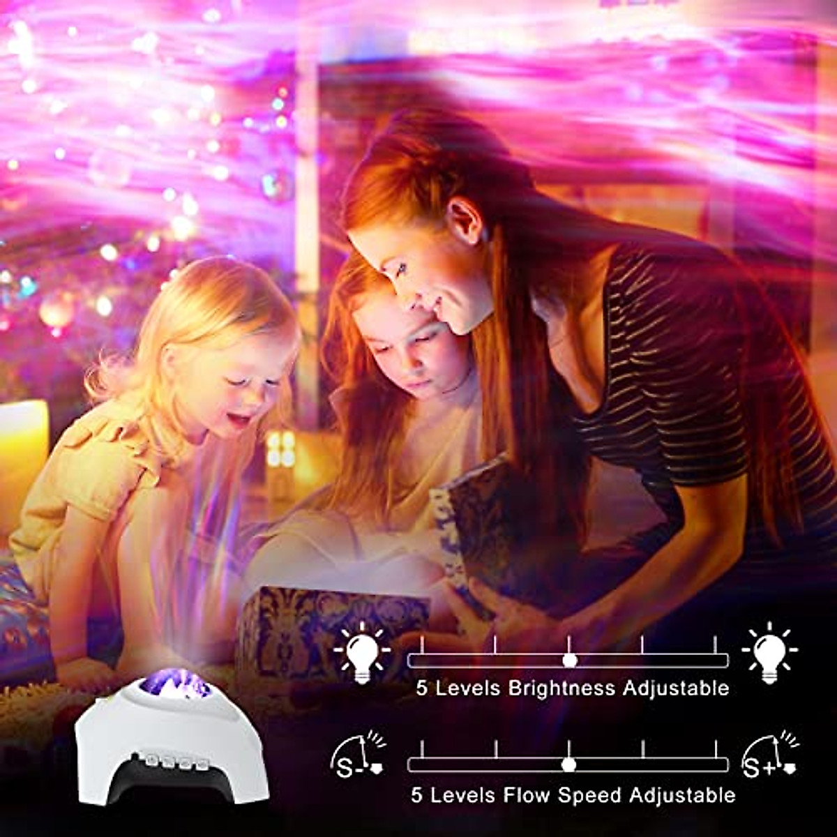 Vinwark Star Projector, Galaxy Projector, Northern Lights Aurora Projector for Bedroom with Music Bluetooth Speaker and White Noise, Starry Night Light Projectors for Kids Adults