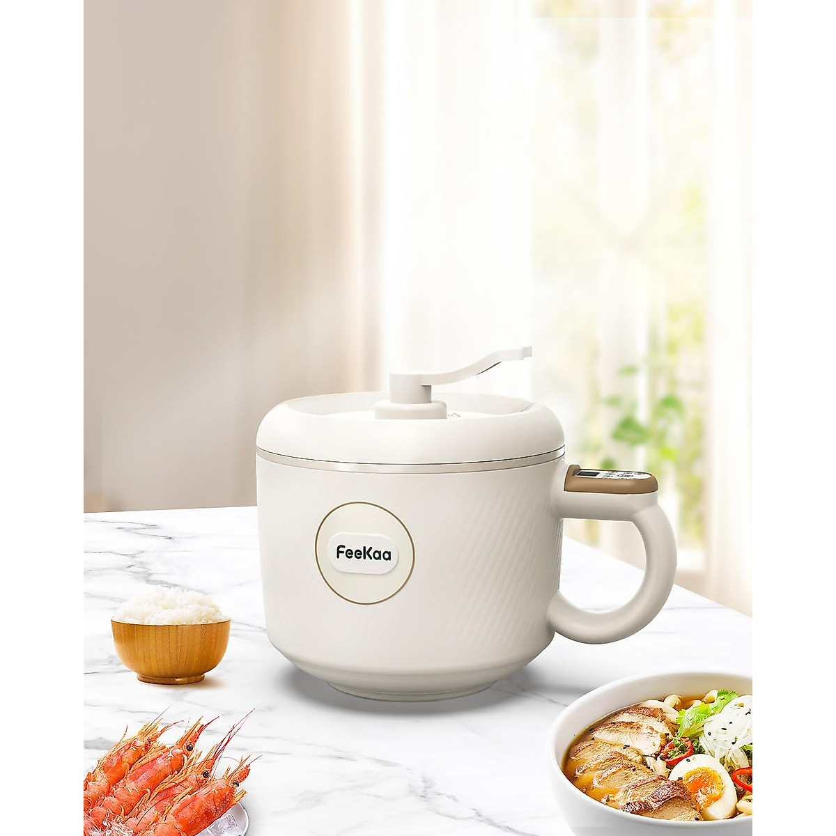 Feekaa Rice Cooker, Poetable Rice Cooker Small 1.2L, Mini Removable Electric Rice Cooker for 1-2 people, 6 Modes Rice Cooker for White Rice, Brown Rice, Stew, Ramen, Porridge, Hot Pot