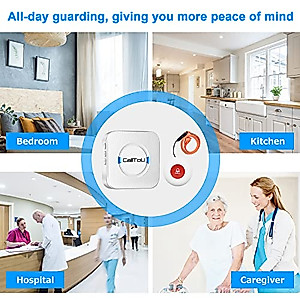 CallToU Wireless Caregiver Pager Elderly Alert Call Button for Seniors Patient Call Bell Intercom System 3 Plugin Receivers 3 Waterproof Transmitters