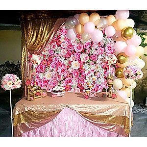Pink Floral Backdrop Flower Wall Photography Background Valentine's Day Decorations for Bridal Shower Wedding Baby Shower Birthday Cake Table Supplies Banner (7X5FT(82x59inch))