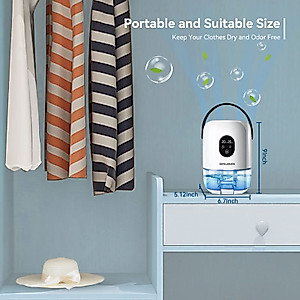 2200 Cubic Feet(240 sq ft) Dehumidifier Home, GESLEBEN Small Quiet Dehumidifiers with 7 Colorful Atmosphere Lightings, Auto-off When Water is Full, Water Level Visible, Portable Air Dehumidifiers for Basements Bedroom Bathroom Closet RV