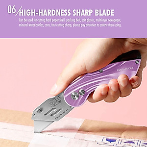 FantastiCAR Purple Utility knife Box cutter with Extra Blades and Multifunctional Pliers Set, Stainless Steel Body and Gift Packaging Box