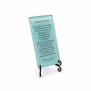 Lifeforce Glass The Third Step Prayer Inspirational Glass Plaque. Beloved Prayer Provides Loving Support and Encouragement for Those in Recovery. Includes Folding Easel Seafoam.