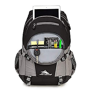High Sierra Loop Backpack, Travel, or Work Bookbag with tablet sleeve, One Size, Black/Charcoal