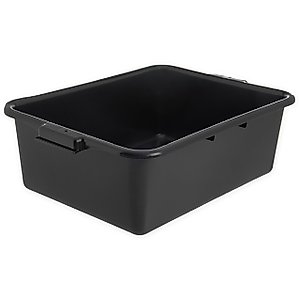 Carlisle FoodService Products Comfort Curve Tote Box Bus Box with Reinforced Rim for Kitchen, Restaurants, And Fast Food, Plastic, 7 Inches, Black