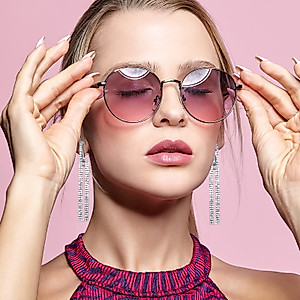 6 Pairs Rhinestone Earrings Chandelier Earrings Women Dangling Crystal Fringe Long Tassel Earrings for Bride Jewelry for Wedding Dinner Party Gift(Modern Style)