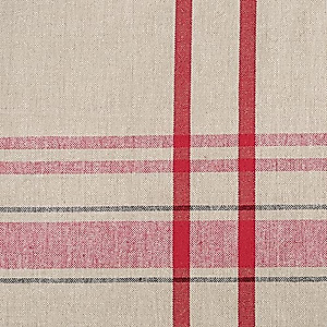 DII French Stripe Dining Table Collection Farmhouse Style Tablecloth, 70 Inches Round, Taupe/Red