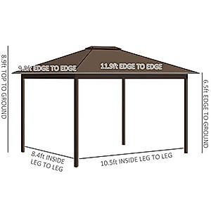 LJMXE 10' X 12' Outdoor Hardtop Gazebo with Aluminum Frame, Metal Roof Gazebo Canopy with Curtains and Netting
