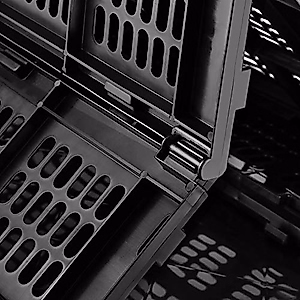 DEAOTEK 45 Liter Collapsible Crate - Plastic Storage Bin Container Stackable Milk Crate with Handle Utility Tote for Toys Food Clothes Fruit Tools in Trunk Kitchen Bathroom Garage