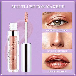 Hotiary Shimmer Glitter Liquid Eyeshadow Metallic Pigments Makeup Metals Gloss for Eyes Eyeliners Sparkling Eye Shadow Set Gift Shiny Pen Eyeliner Kit (Multichrome Purple)