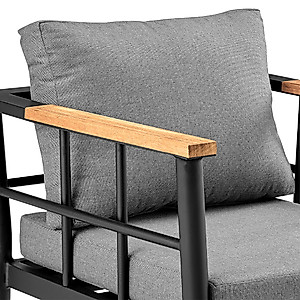 Armen Living Beowulf Modern Outdoor Patio Dining Chair, Set of 2, Black