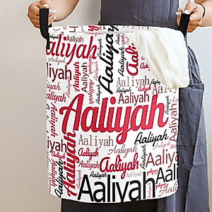 Personalized Laundry Basket Custom Name Laundry Hamper Collapsible Clothes Storage Basket With Handles Waterproof Canvas Storage Basket for Bathroom Living Room Bedroom Kids Room (Color 01)