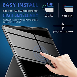 【2-PACK】Screen Protector for Microsoft Surface Pro 7 Plus (2021)/ Surface Pro 7 (2019) 12.3", DETUOSI Ultra-Clear/Anti-Glare/Touch Sensitive/Bubble Free/Anti-Scratch Mica Surface Pro 7+ Tempered Glass