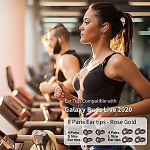 Woocon [8 Pairs] for Galaxy Buds Live Ear Tips Anti-Slip/Dust Silicone Ear Tips Ear Cushion Ear Gel Accessories Compatible with Samsung Galaxy Buds Live - S/L (Rose Gold)