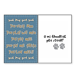 Dog Speak Pet Sitter Thank You Cards Three (3) Pack - World's Greatest, Favorite, and Thank You Cards
