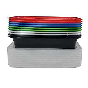 (10 Pack) 3 Section Plate Meal Prep Containers with Lids
