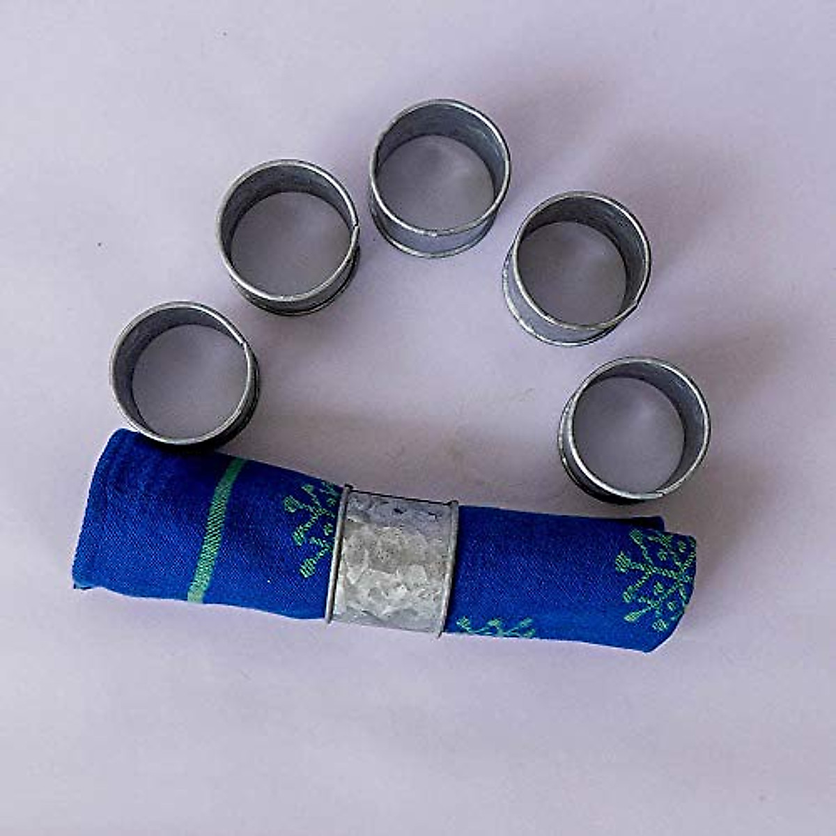 Kaizen Casa Galvanized Design Rustic Style Metal Napkin Ring for Dinning Table Parties Everyday, Set of 6