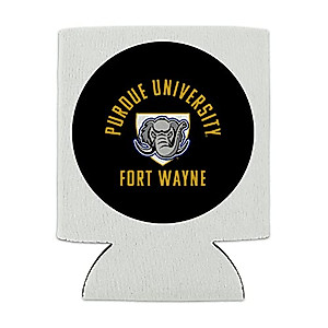 Purdue University - Fort Wayne Mastodons Logo Can Cooler - Drink Sleeve Hugger Collapsible Insulator - Beverage Insulated Holder