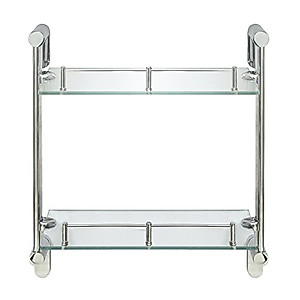 MODONA Double Wall Glass Shelf with Pre-Installed Rail - Polished Chrome - Oval Series - 5 Year Warrantee