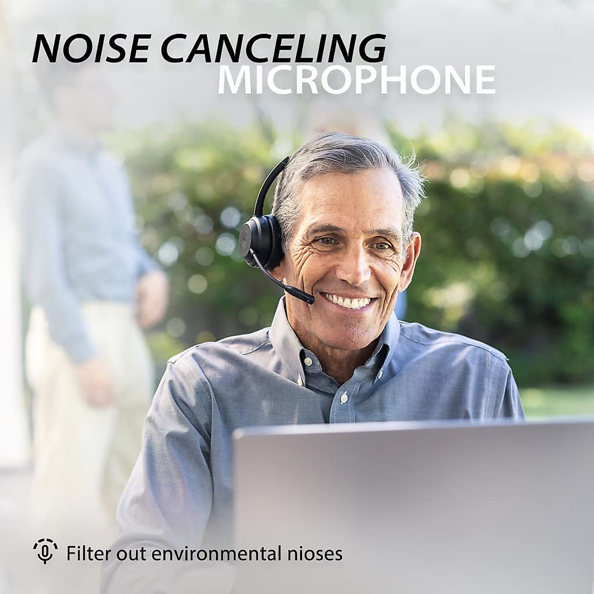 Avantalk Alto Solo - Wireless Headset with Mic for Work with Qualcomm Bluetooth Solution, CVC Noise-Canceling for PC, Computer & Laptop, Charging Stand, Mute Button, Wired Headphones Option