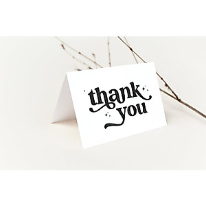 TRENDY FOX Retro 4x6 Thank You Cards with Envelopes 25 Pack, Bridal Shower Thank You Card, Blank Thank You Notes, Baby Shower or Wedding Thank You Cards, Groovy Blank Thank You Cards