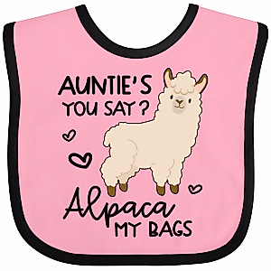 inktastic Auntie's You Say Alpaca My Bags Baby Bib Pink and Black 3aaa0