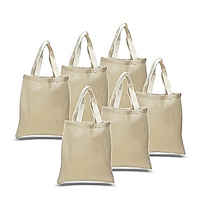 Set of 6 Blank Cotton Tote Bags Reusable 100% Cotton Reusable Tote Bags Natural