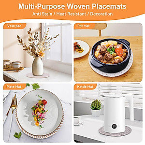 8 Inch Trivets for Hot Dishes, Pot Holders for Kitchen, 6 Pcs Heat Resistant Hot Pads with Storage Basket, Hot Plate Mats for Kitchen Countertops, Table, Home Essentials, Farmhouse Decor (Brown)