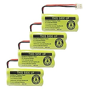 BAOBIAN 2.4V 400mAh Cordless Home Phone Battery Compatible with AT&T BT162342 BT-162342 BT166342 BT-166342 BT266342 BT-266342 BT183342 BT-183342 BT283342 BT-283342 VTech CS6329 CS6114 CS6419(4 Pack)