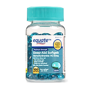 Equate Maximum Strength Sleep-Aid Softgels, 50 mg, 100 Count