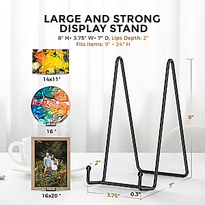 TR-LIFE 3 Pack 8 Inch Large Plate Stands for Display - Plate Holder Display Stand + Metal Frame Holder Stand for Picture, Book, Decorative Plate, Platter, Photo Easel (3 Pack)