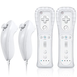 FASIGO Wii Remote with Nunchuck, Wii Controller with Nunchuck, Compatible with Nintendo Wii/Wii U, 2 Pack